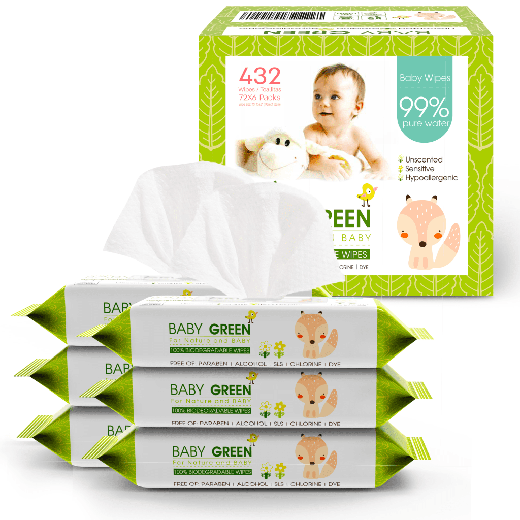 6 Pack- Baby Green Wipes Unscented Compostable Biodegradable - YUGI ...